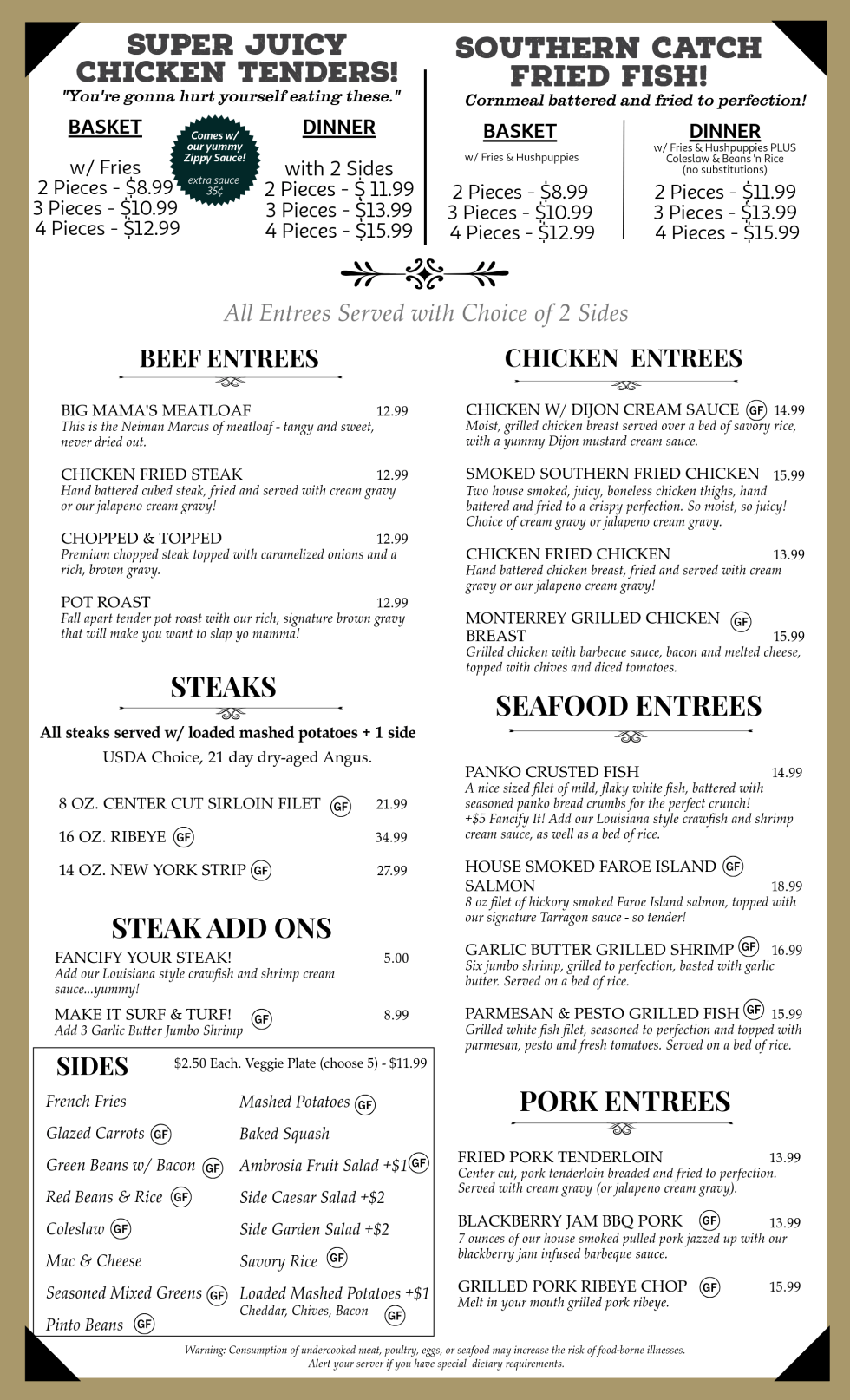 Menus - High Cotton Kitchen