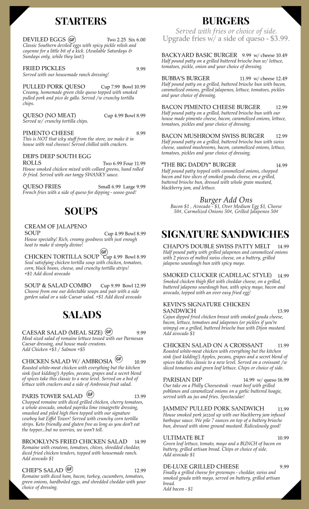 Menus - High Cotton Kitchen