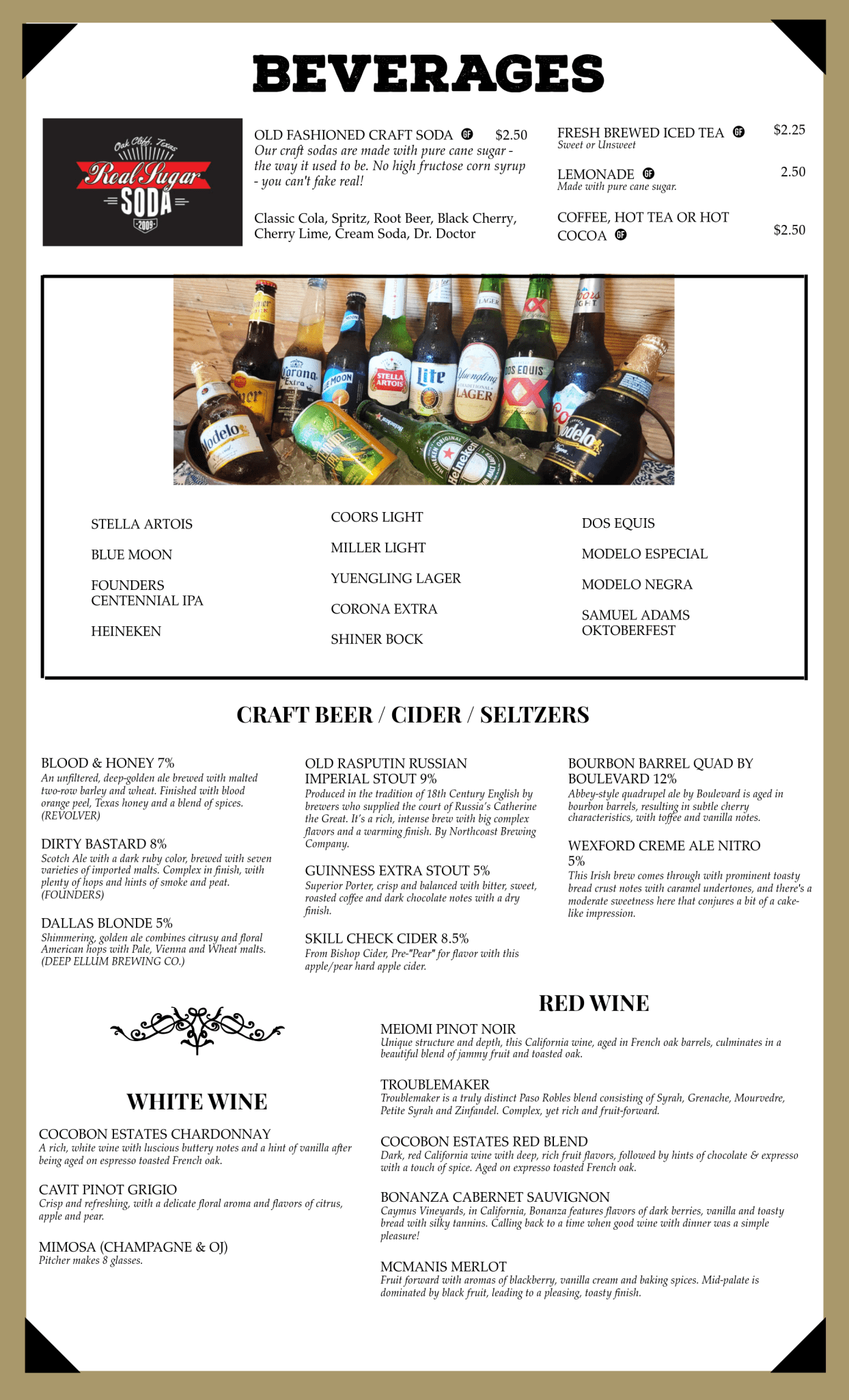 Menus - High Cotton Kitchen