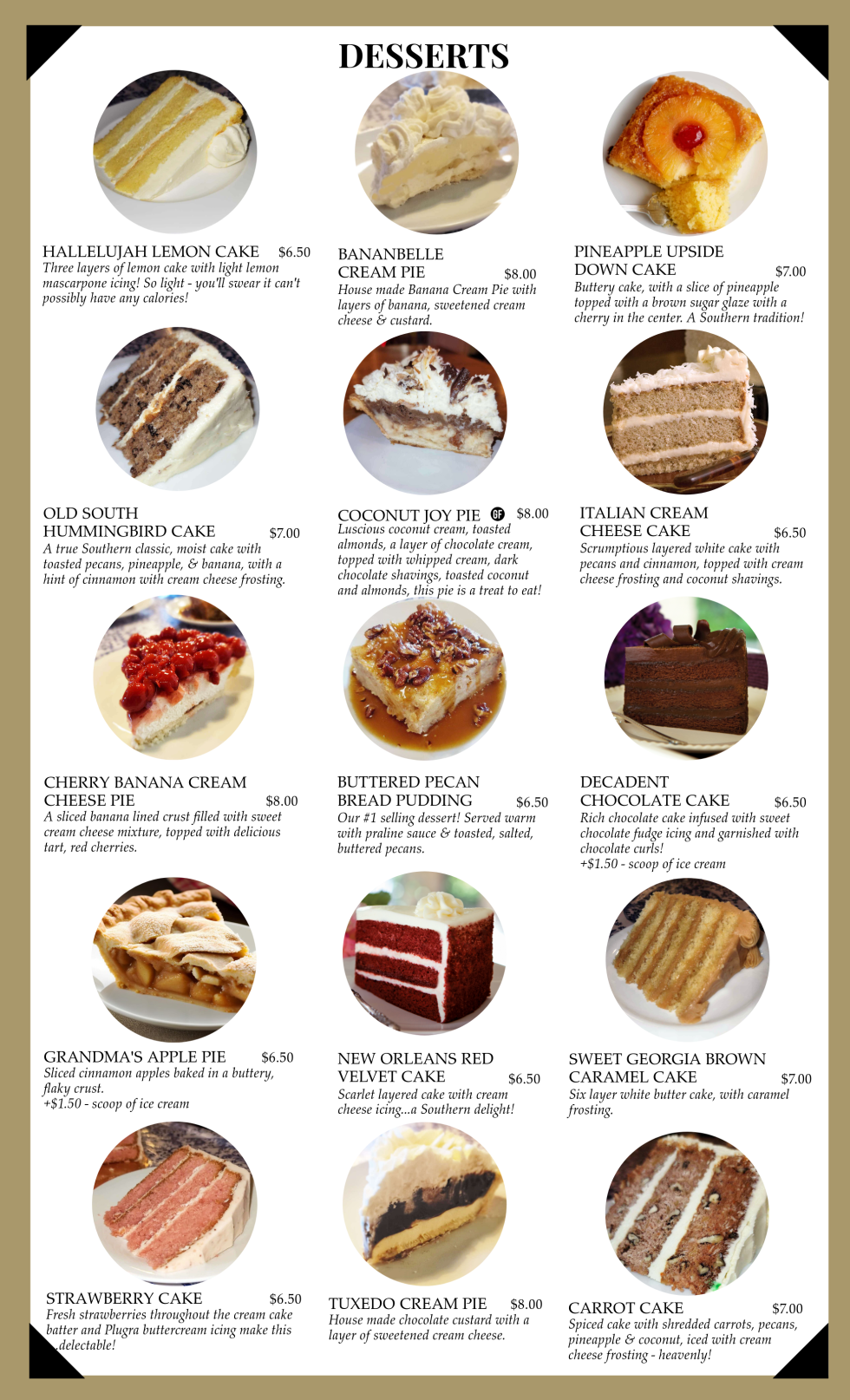 Menus - High Cotton Kitchen