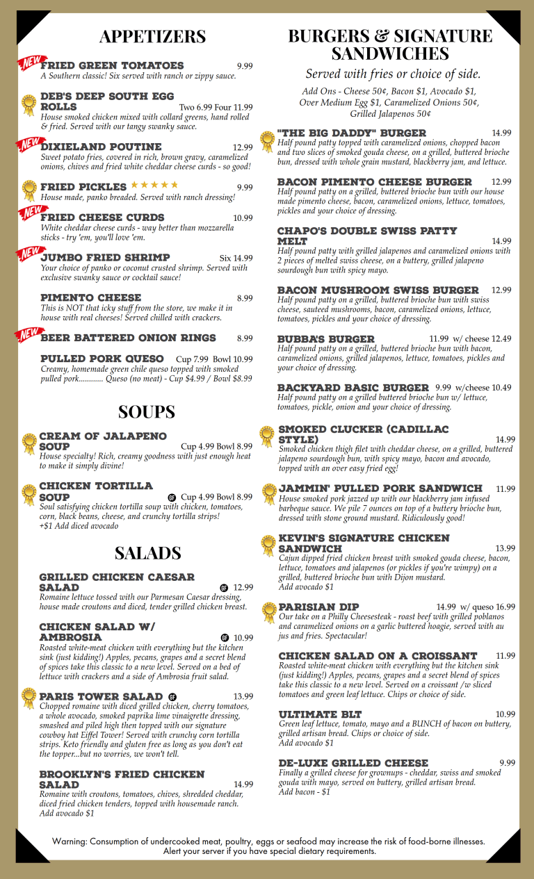 Menus - High Cotton Kitchen